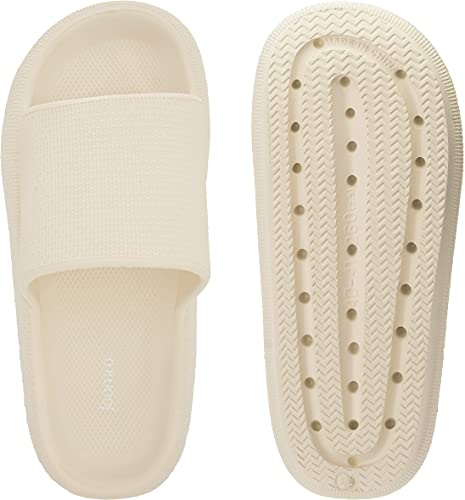 Joomra Shower Slippers for Women Mens Massage Foam Pillow House Bath Bathroom Home Platform Sandals Slipers Cushion Cloud Slides for Ladies Female Male Sandles Beige 39-40