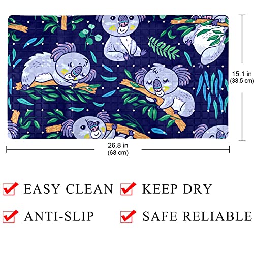 Lilibeely Bathtub Non-Slip Mat Baby Bath Tub Mat Anti-Slip with Suction Cups Koala Blue Cute Bathroom Tubs Massage Shower Mat