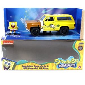 Jada Toys Spongebob Squarepants 1:32 1980 Chevy Blazer K5 Die-cast Car and 1.65" Spongebob Figure, Toys for Kids and Adults, 31798 , Yellow