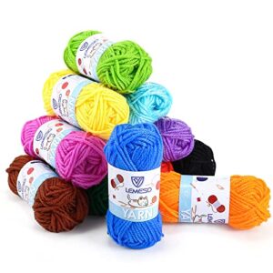 LEMESO 12 Skeins Mini Yarn, 12 Colors 100% Acrylic Mini Knitting Yarn, Great for Knitting Crochet Crafts