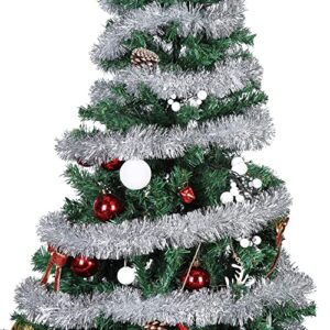 Fasyou 33FT Tinsel Christmas Garland Metallic Streamers for Christmas Tree Decorations Tinsel Decorations for Holiday New Years Eve Xmas Party Wedding Birthday Fireplace Decor,Silver 05