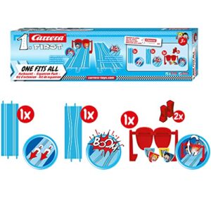 carrera first expansion pack extra track for battery-powered beginner slot car racing set for kids ages 3 years and up