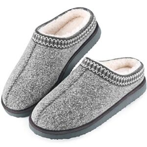 house bedroom slippers for women indoor and outdoor with fuzzy lining memory foam（light grey,7/8）