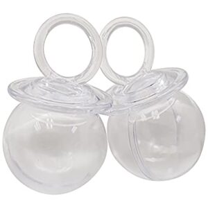 Lassos Boutique Fillable Baby Shower Pacifier Candy Favor Box, Birthday Party Table Decoration, Clear Transparent 24 Pack