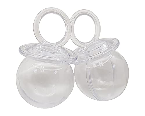 Lassos Boutique Fillable Baby Shower Pacifier Candy Favor Box, Birthday Party Table Decoration, Clear Transparent 24 Pack