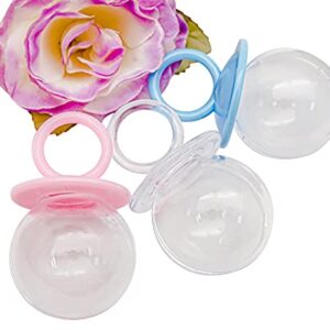 Lassos Boutique Fillable Baby Shower Pacifier Candy Favor Box, Birthday Party Table Decoration, Clear Transparent 24 Pack