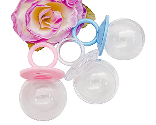 Lassos Boutique Fillable Baby Shower Pacifier Candy Favor Box, Birthday Party Table Decoration, Clear Transparent 24 Pack