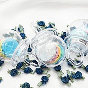 Lassos Boutique Fillable Baby Shower Pacifier Candy Favor Box, Birthday Party Table Decoration, Clear Transparent 24 Pack