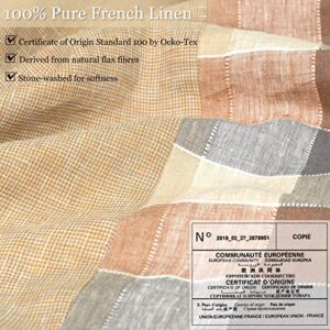 howdy deco 100% Stone Washed Pure French Linen Duvet Cover Queen Soft Bedding Set Comforter Cover Wrinkle-Free Comfort with Button Closure (Khaki, 1 Linen Duvet Cover 2 Pillow Shams)