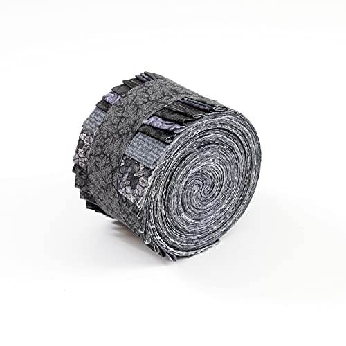 AbsoluteBestChoice 18 Strips Tone-on-Tone Black Fabric Jelly Roll 2.5 inch pre-Cut 100% Cotton Fabric Quilting Strips