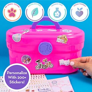 Barbie Cosmetic Case by Horizon Group USA, DIY Beauty Kit for an at-Home Spa Day, Create Your Own Face Sheet Masks, Nail Art & Body Glitter, Includes Reusable Storage Case with Removable Tray