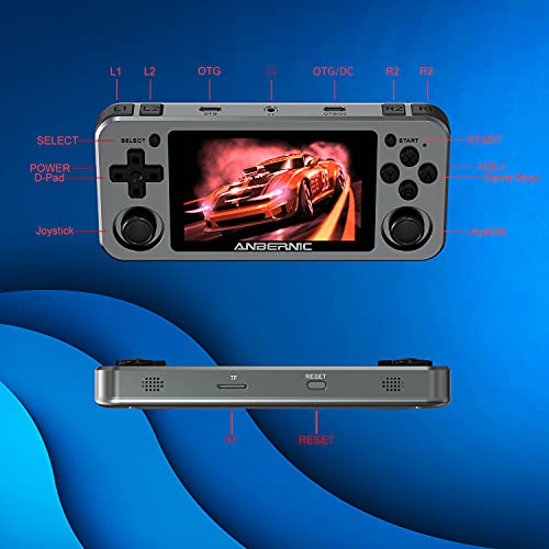 HAIHUANG RG351M Retro Game Console,WiFi Built-in Online Sparring, Handheld Game Console with 64G TF Card 2500 Classic Games, Portable Game Console 3.5 inch IPS Screen Happy Time with Kids (Gray)