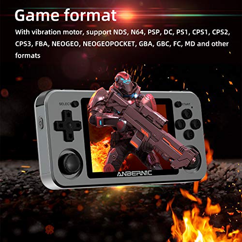 HAIHUANG RG351M Retro Game Console,WiFi Built-in Online Sparring, Handheld Game Console with 64G TF Card 2500 Classic Games, Portable Game Console 3.5 inch IPS Screen Happy Time with Kids (Gray)