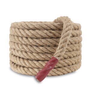 emekian natural jute manila rope, twisted 4 strand fiber hemp rope for sports, decor, pet toys, crafts, tug of war, fitness, indoor & outdoor use, (3/4" x 49ft)