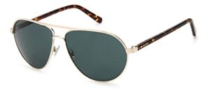 fossil men's male sunglass style fos 3125/g/s aviator, light gold/green, 59mm, 13mm