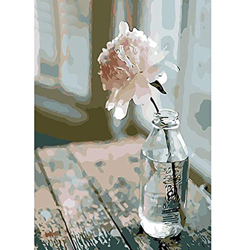 Paint by Numbers for Adults and Kids,DIY Oil Painting Kit on Canvas with Paintbrushes and Acrylic Pigment, Arts Craft for Home Wall Decor- Flower 16" W X 20" L