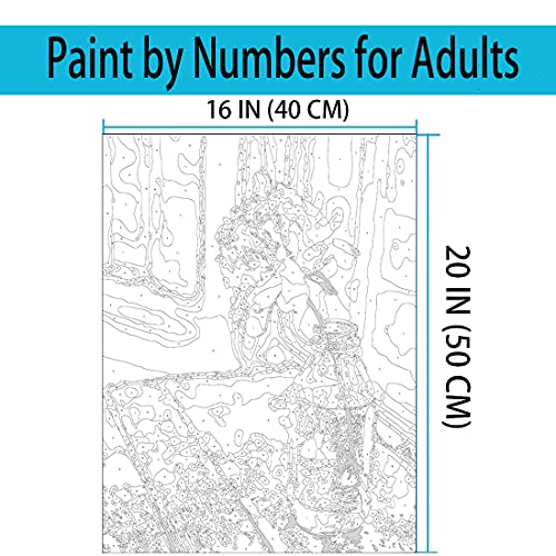 Paint by Numbers for Adults and Kids,DIY Oil Painting Kit on Canvas with Paintbrushes and Acrylic Pigment, Arts Craft for Home Wall Decor- Flower 16" W X 20" L