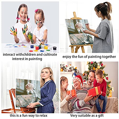 Paint by Numbers for Adults and Kids,DIY Oil Painting Kit on Canvas with Paintbrushes and Acrylic Pigment, Arts Craft for Home Wall Decor- Flower 16" W X 20" L