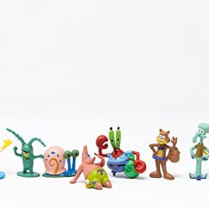 Dom-Dom SpongeBob SquarePants Action Figures Set and Cake Toppers - 8 Pieces Best SpongeBob SquarePants Party Supplies - SpongeBob Bikini Bottom Figurines