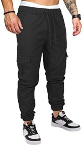 outson mens fashion joggers sports pants casual cotton cargo pants gym sweatpants trousers mens long pant black