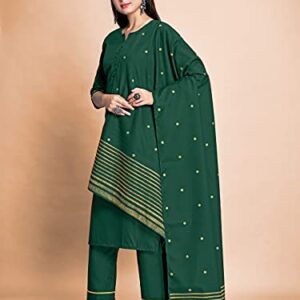 Indian Kurti for Womens With Pant Dupatta | Rayon Foil Printed Dress Kurtis Kurta For Women Dress Green