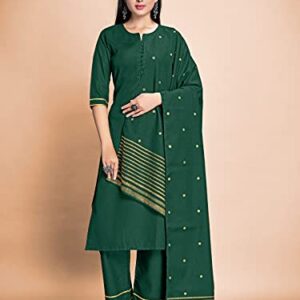 Indian Kurti for Womens With Pant Dupatta | Rayon Foil Printed Dress Kurtis Kurta For Women Dress Green