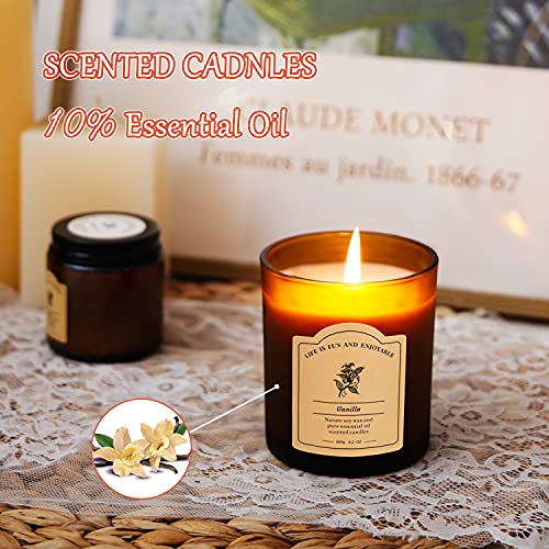 Vanilla Scented Candles for Home, All Natural Soy Wax Candles with Essential Oils, Highly Scented Beeswax Candles, Aromatherapy Candles for Sleep Aid, 9.2oz, Clean Burning(Vanilla, Coconut)