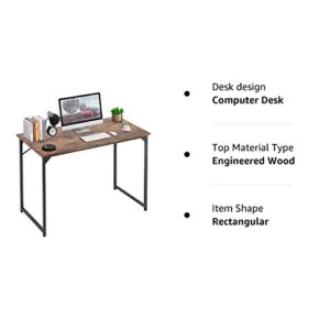 PayLessHere 39 inch Computer Desk Modern Writing Desk, Simple Study Table, Industrial Office Desk, Sturdy Laptop Table for Home Office, Brown