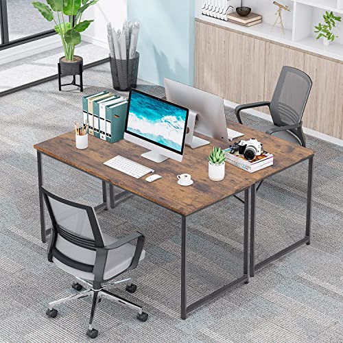 PayLessHere 39 inch Computer Desk Modern Writing Desk, Simple Study Table, Industrial Office Desk, Sturdy Laptop Table for Home Office, Brown