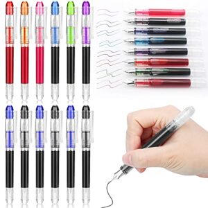 12 pieces disposable fountain pens, quick-drying ink pen, smooth-writing multicolor art supplies for sketching, journaling, calligraphy and doodling (mixed colors)