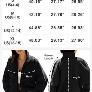 PRETTYGARDEN Women 2023 Fall Fleece Jacket Long Sleeve Casual Winter Lapel Button Fuzzy Sherpa Coats Outerwear with Pockets (Black, Medium)