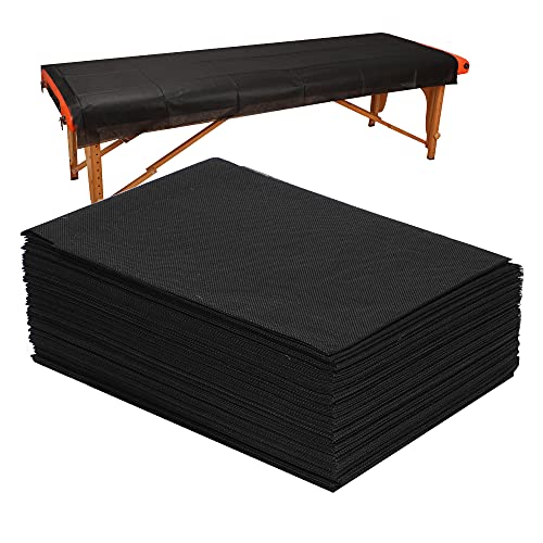 20 PCS Thick Massage Table Sheets Sets Disposable SPA Bed Sheets Non Woven Fabric Lash Bed Cover 31" X 70" Black