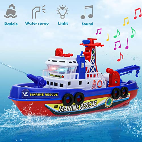 Bath Toys Yacht Toy in tub, Gift for Kids Pool Toy Light Up Float Bathtub Toy Boat with Water Sprinkler