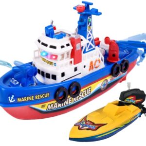 Bath Toys Yacht Toy in tub, Gift for Kids Pool Toy Light Up Float Bathtub Toy Boat with Water Sprinkler