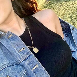 Memgift 3pcs Gold Layering Necklace Set Dainty Trendy Paperclip Snake Choker Gold Filled Stainless Steel Figaro Chain Layered Necklaces Jewelry Gifts Square Pendant Letter A