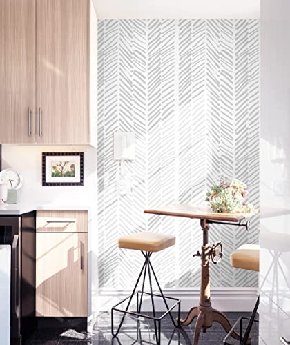 Guvana Line Peel and Stick Wallpaper Gray and White 17.7"x118" Self Adhesive DIY Removable Stripe Contact Paper Decorative for Livingroom Bedroom Wall Covering