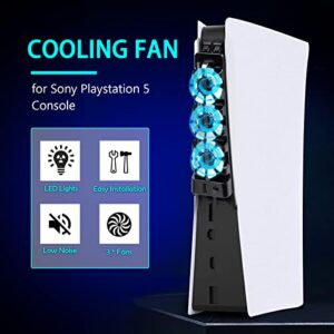 PS5 Cooling Fan with LED Light, Nargos PS5 Accessories Cooler Fan for Playstation 5 Digital & Disc Edition Console, Efficient Cooling System