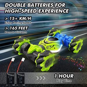 Fosgoit Gesture RC Car, 2.4GHz 4WD Gesture Sensing RC Stunt Car Toys for 6-12 yr Boys Girls, Drift Hand Controlled Remote Control Twist Cars Offroad 360° Rotation with Lights Music for Birthday Gifts