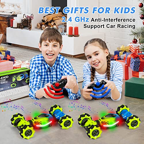 Fosgoit Gesture RC Car, 2.4GHz 4WD Gesture Sensing RC Stunt Car Toys for 6-12 yr Boys Girls, Drift Hand Controlled Remote Control Twist Cars Offroad 360° Rotation with Lights Music for Birthday Gifts