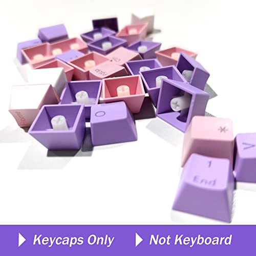 TzBBL 104 Keycaps Set | Backlit ABS Keycaps for MX Mechanical Keyboard-OEM Profile for 61 87 104 Mechanical Keyboard (104, Pink+White+Purple)