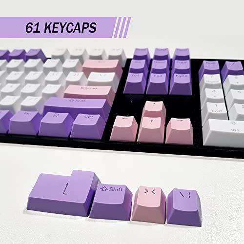 TzBBL 104 Keycaps Set | Backlit ABS Keycaps for MX Mechanical Keyboard-OEM Profile for 61 87 104 Mechanical Keyboard (104, Pink+White+Purple)