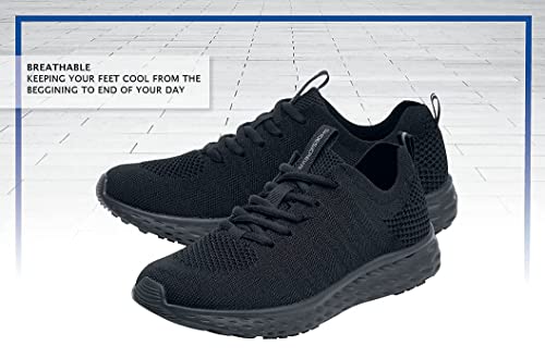 Shoes for Crews Everlight, Men's Non Slip, Breathable, Lightweight, Lace-Up,Water Resistant Work Shoes, Size 10.5 Wide Black