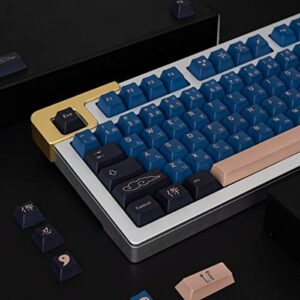 PBT Keycaps 129 Keys Blue Samurai Keycaps Dye Sub Cherry Profile Fit for 61/64/87/104/108 US Layout Cherry Mx Gateron Switches Mechanical Keyboard