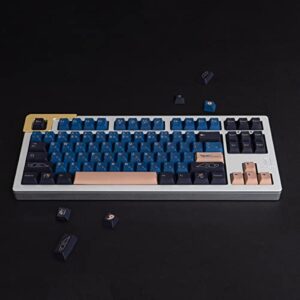 PBT Keycaps 129 Keys Blue Samurai Keycaps Dye Sub Cherry Profile Fit for 61/64/87/104/108 US Layout Cherry Mx Gateron Switches Mechanical Keyboard