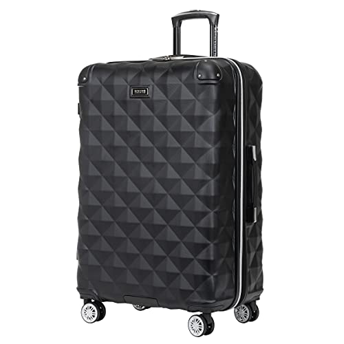 Kenneth Cole Reaction Diamond Tower Luggage Lightweight Hardside Expandable 8-Wheel Spinner Travel Suitcase, Black, 28-Inch Checked