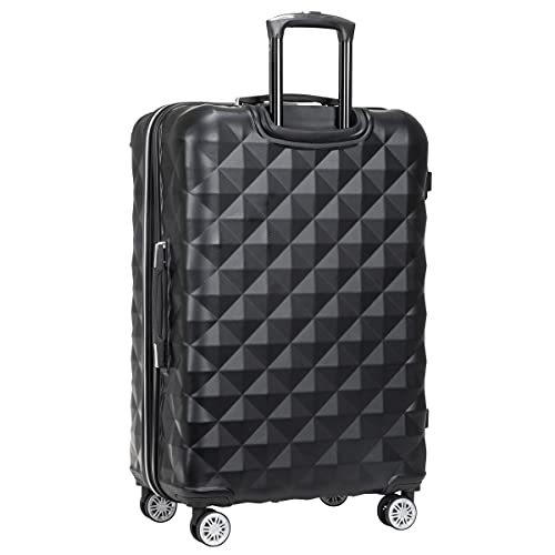 Kenneth Cole Reaction Diamond Tower Luggage Lightweight Hardside Expandable 8-Wheel Spinner Travel Suitcase, Black, 28-Inch Checked