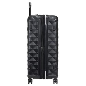 Kenneth Cole Reaction Diamond Tower Luggage Lightweight Hardside Expandable 8-Wheel Spinner Travel Suitcase, Black, 28-Inch Checked