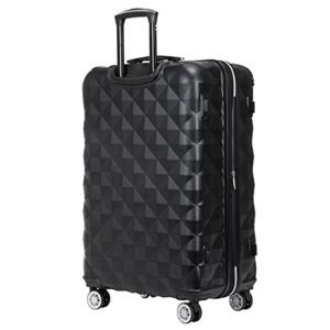 Kenneth Cole Reaction Diamond Tower Luggage Lightweight Hardside Expandable 8-Wheel Spinner Travel Suitcase, Black, 28-Inch Checked