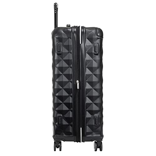 Kenneth Cole Reaction Diamond Tower Luggage Lightweight Hardside Expandable 8-Wheel Spinner Travel Suitcase, Black, 28-Inch Checked