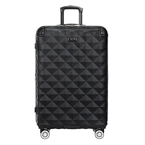 Kenneth Cole Reaction Diamond Tower Luggage Lightweight Hardside Expandable 8-Wheel Spinner Travel Suitcase, Black, 28-Inch Checked